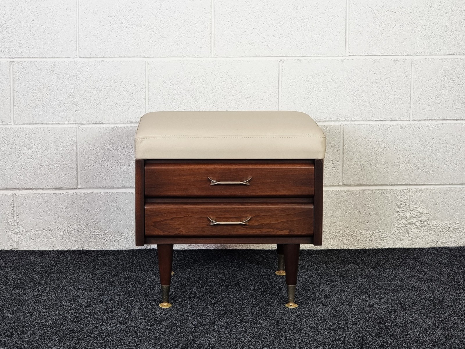 Solid mahogany and leather Entry Stool